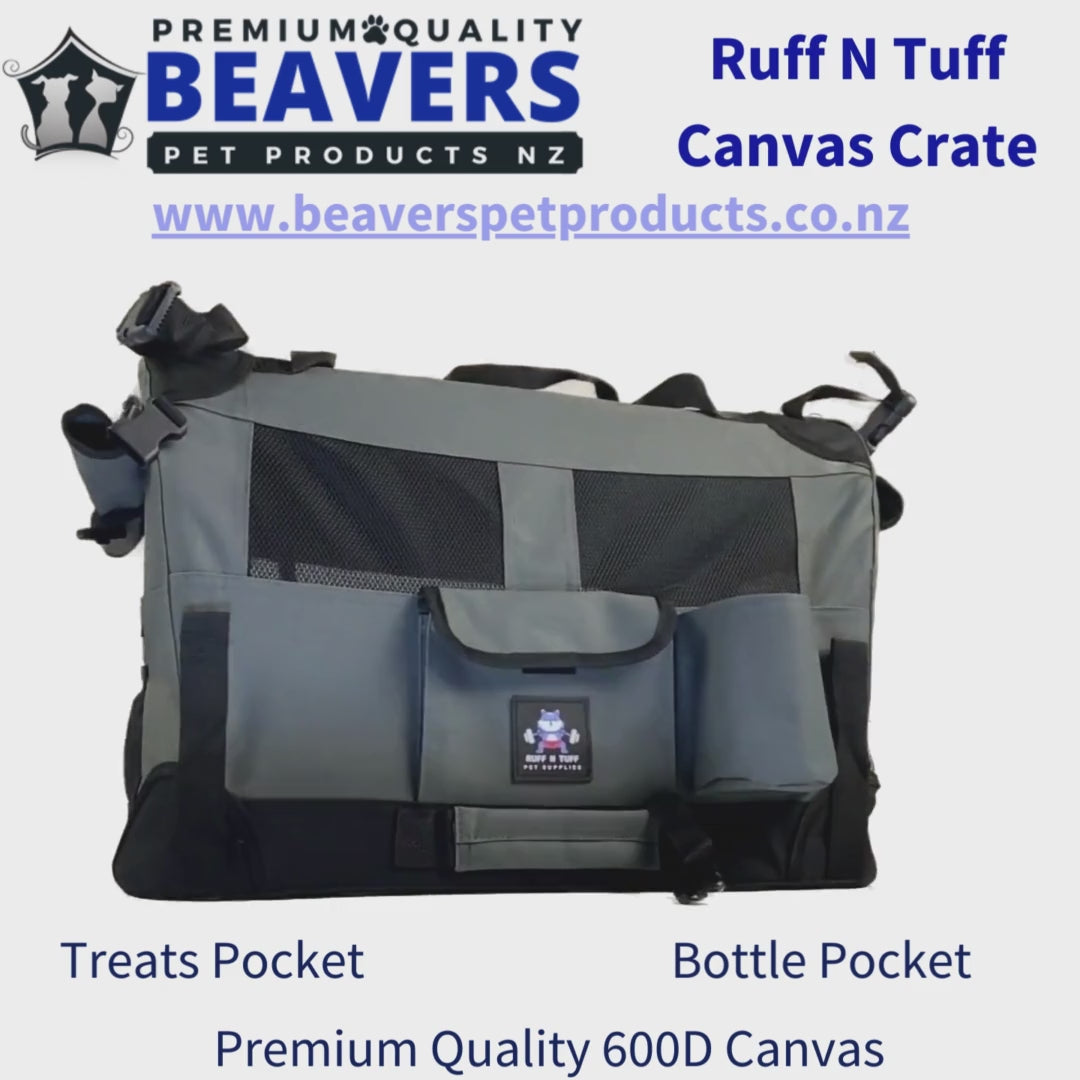 Ruff n Tuff Canvas Pet Crate - Grey| Beavers Pet Products